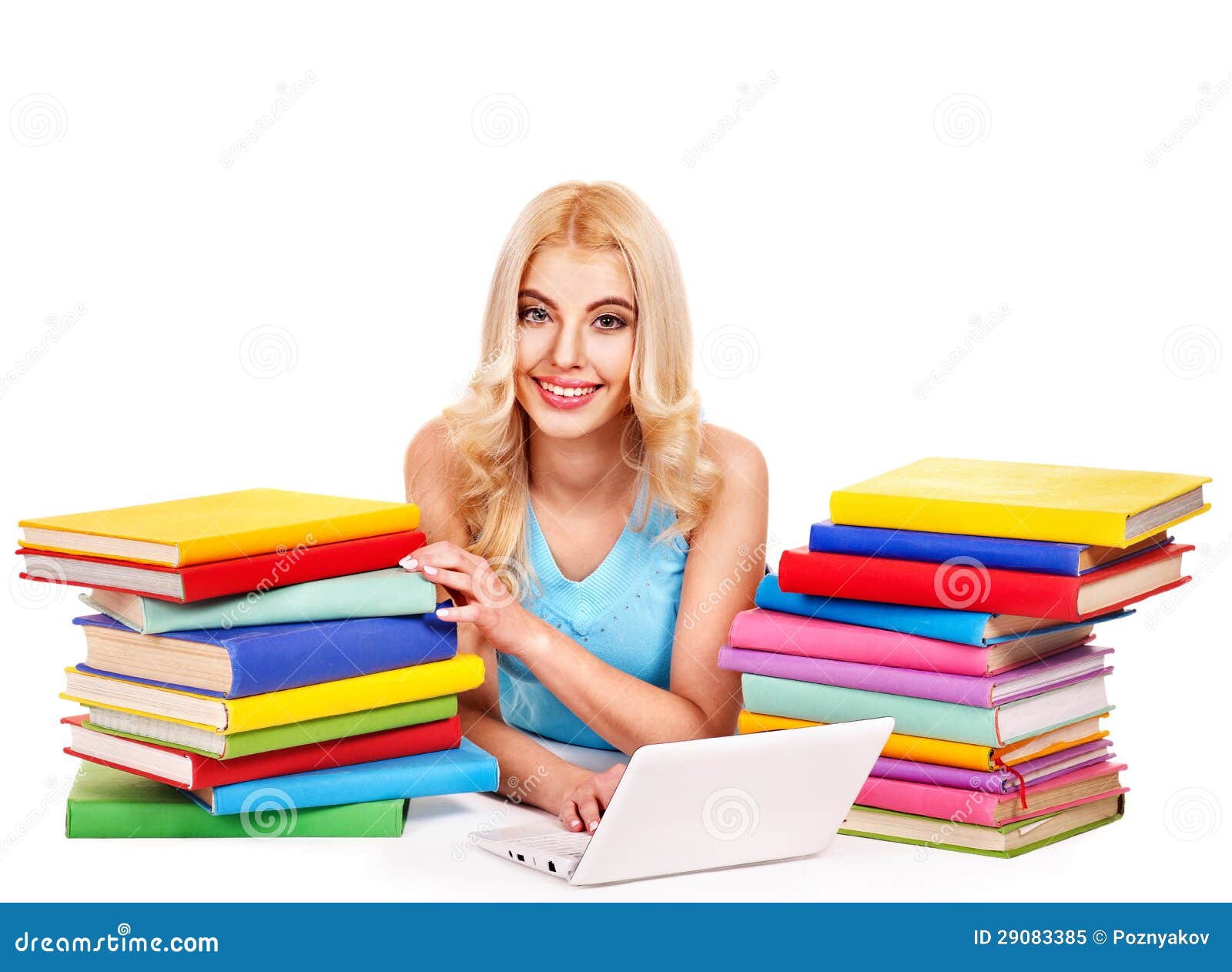 Student with stack book. stock image. Image of back, color - 29083385