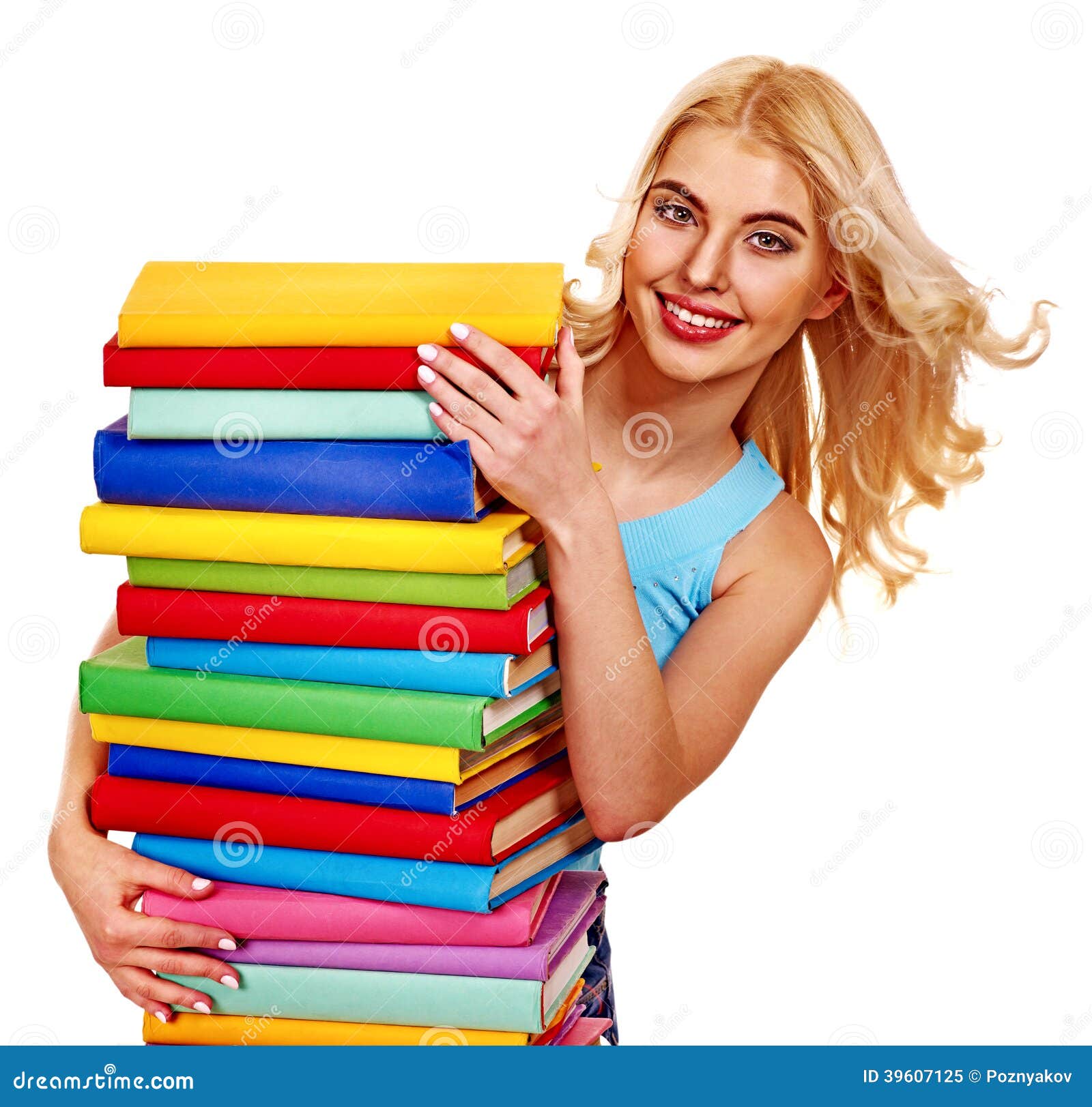 Student with stack book. stock image. Image of learning - 39607125