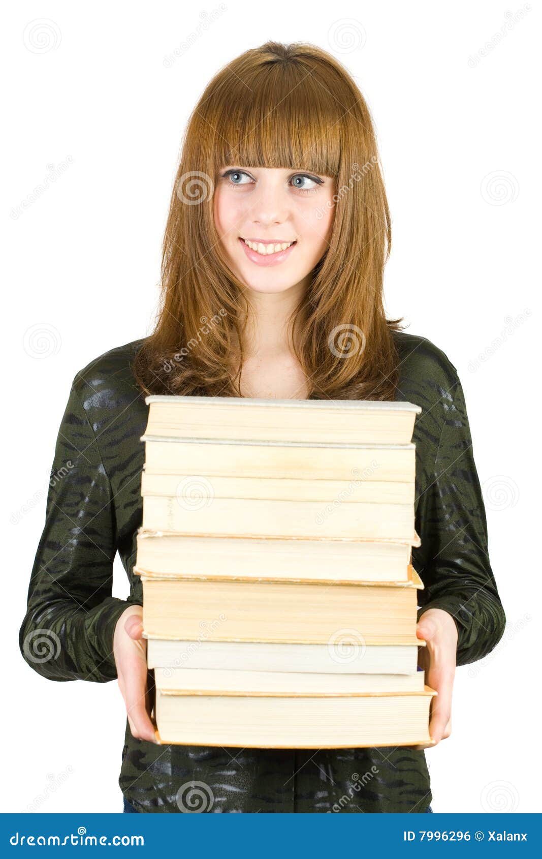 Student with a Stack of Books Stock Photo - Image of adult, head: 7996296