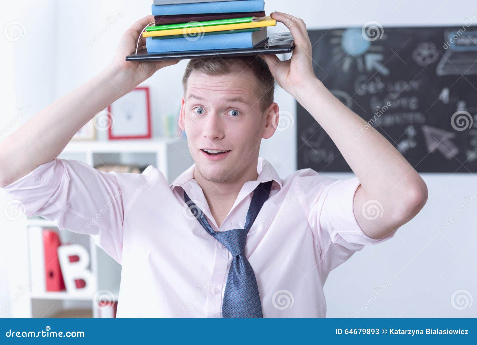 Student with Stack of Books Stock Image - Image of prepare, work: 64679893
