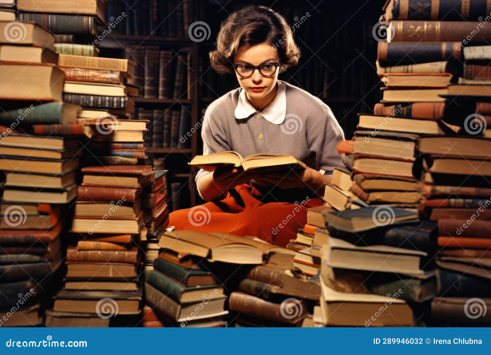 Student with Stacks of Books at Desk in Library Stock Illustration ... Student with Stacks of Books at Desk in Library Stock Illustration ...