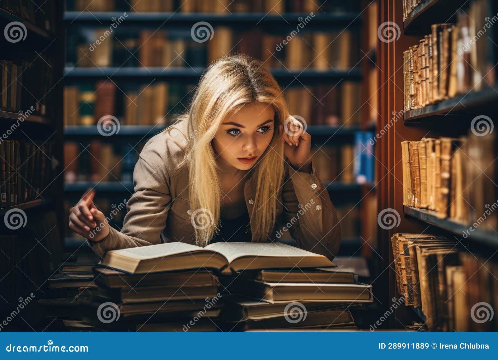Student with Stacks of Books at Desk in Library Stock Illustration ... Student with Stacks of Books at Desk in Library Stock Illustration ...