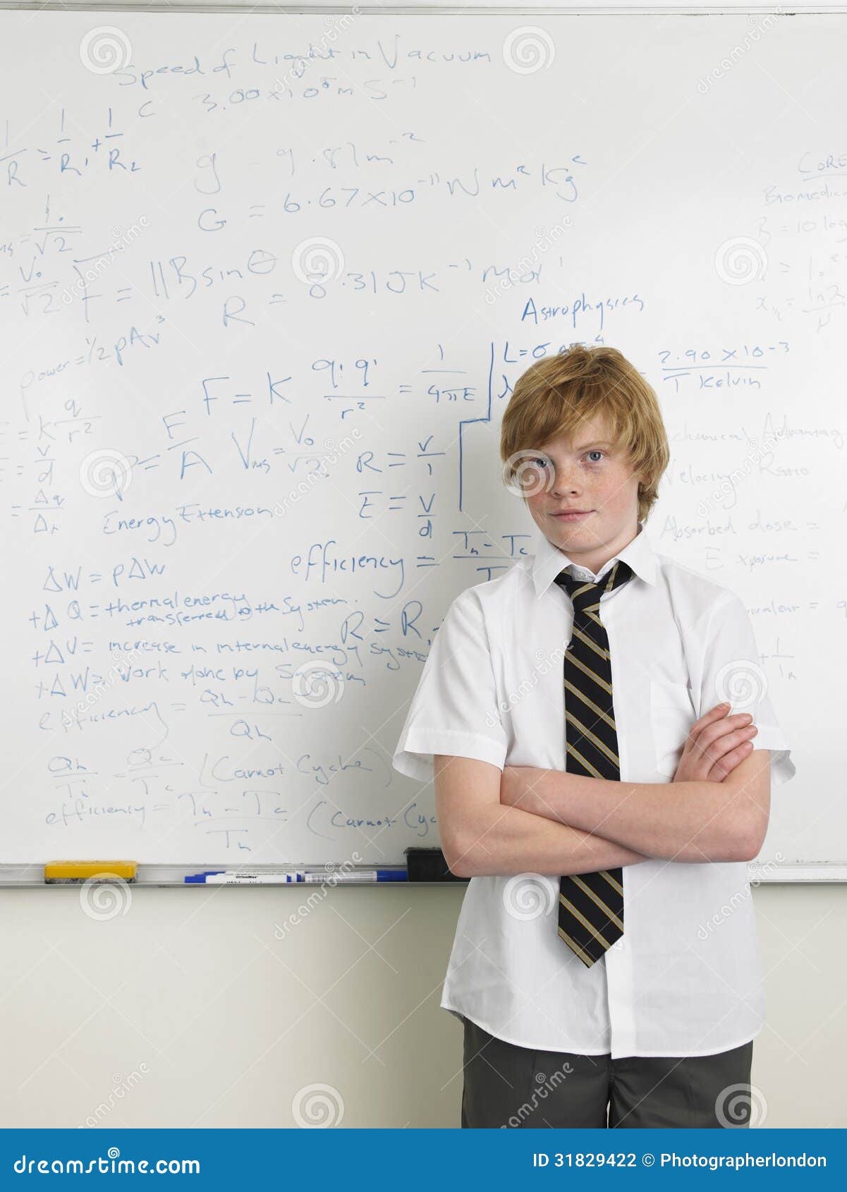 Student Standing by Whiteboard in Math Class Stock Photo - Image of ...