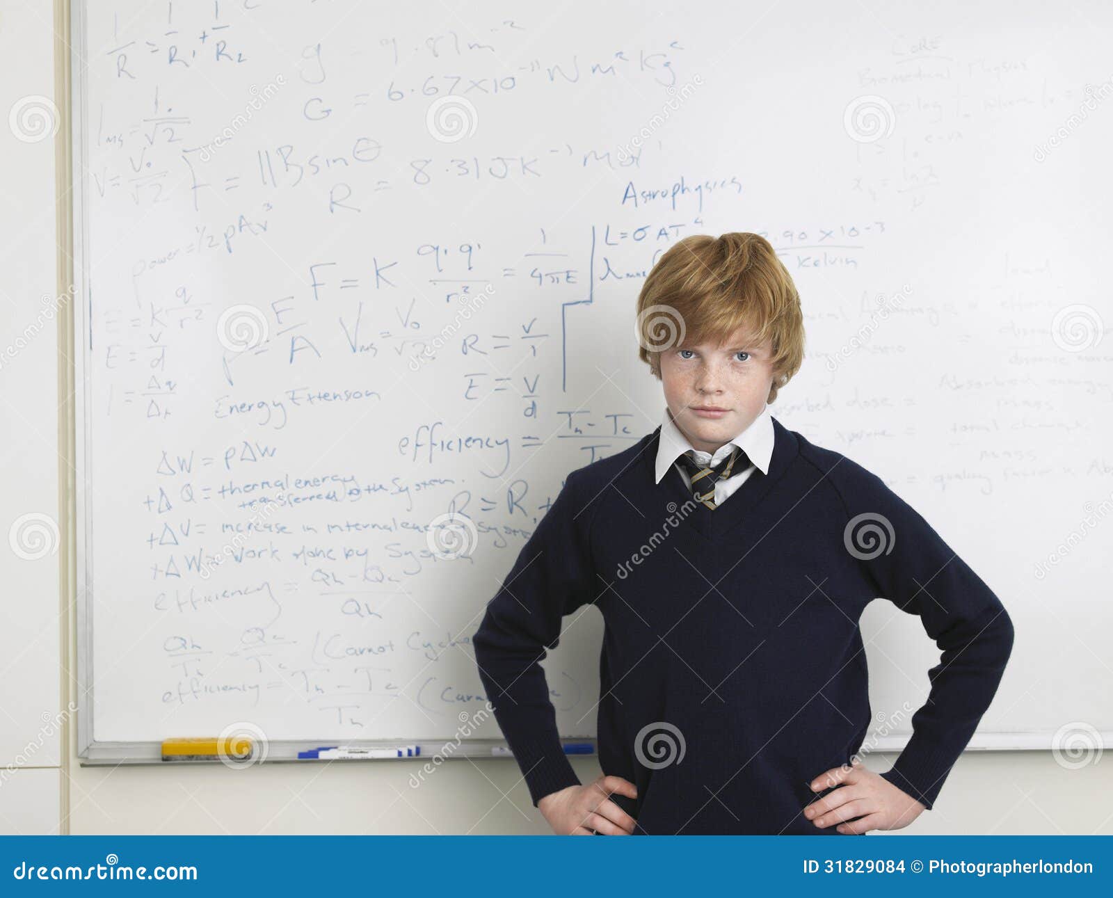 Student Standing By Whiteboard In Math Class Stock Photography ...