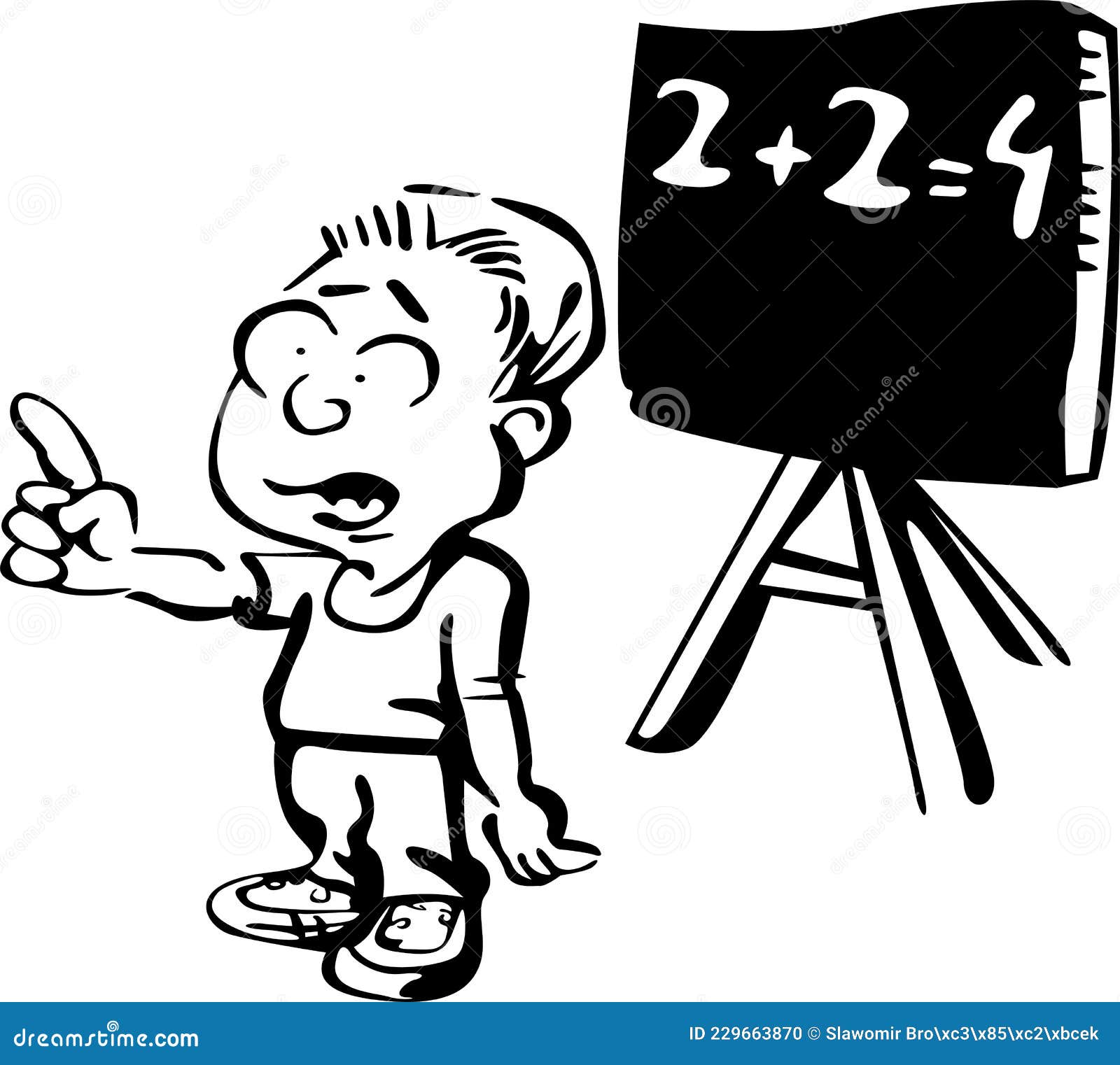 The Student Stands at the Blackboard during a Math Lesson Stock Vector ...