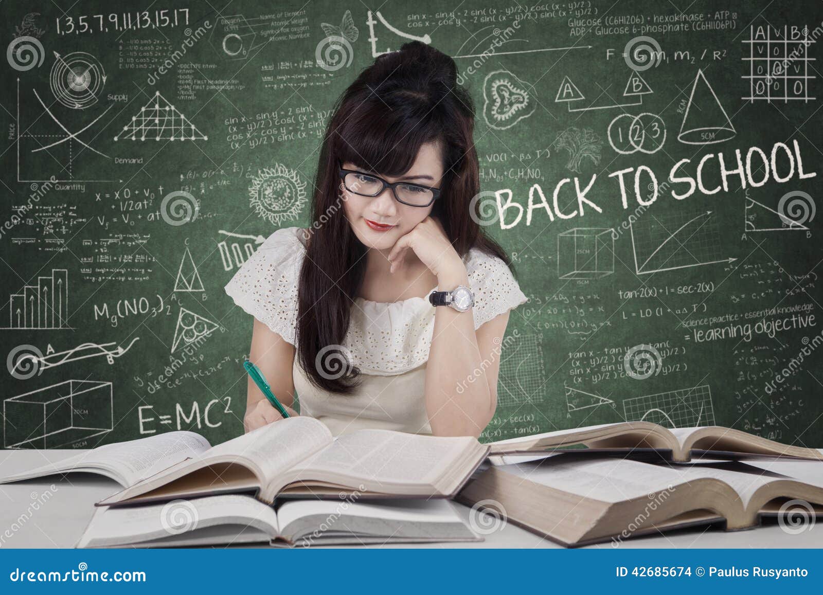 Student Start To Study in Class Stock Photo - Image of female, learn ...