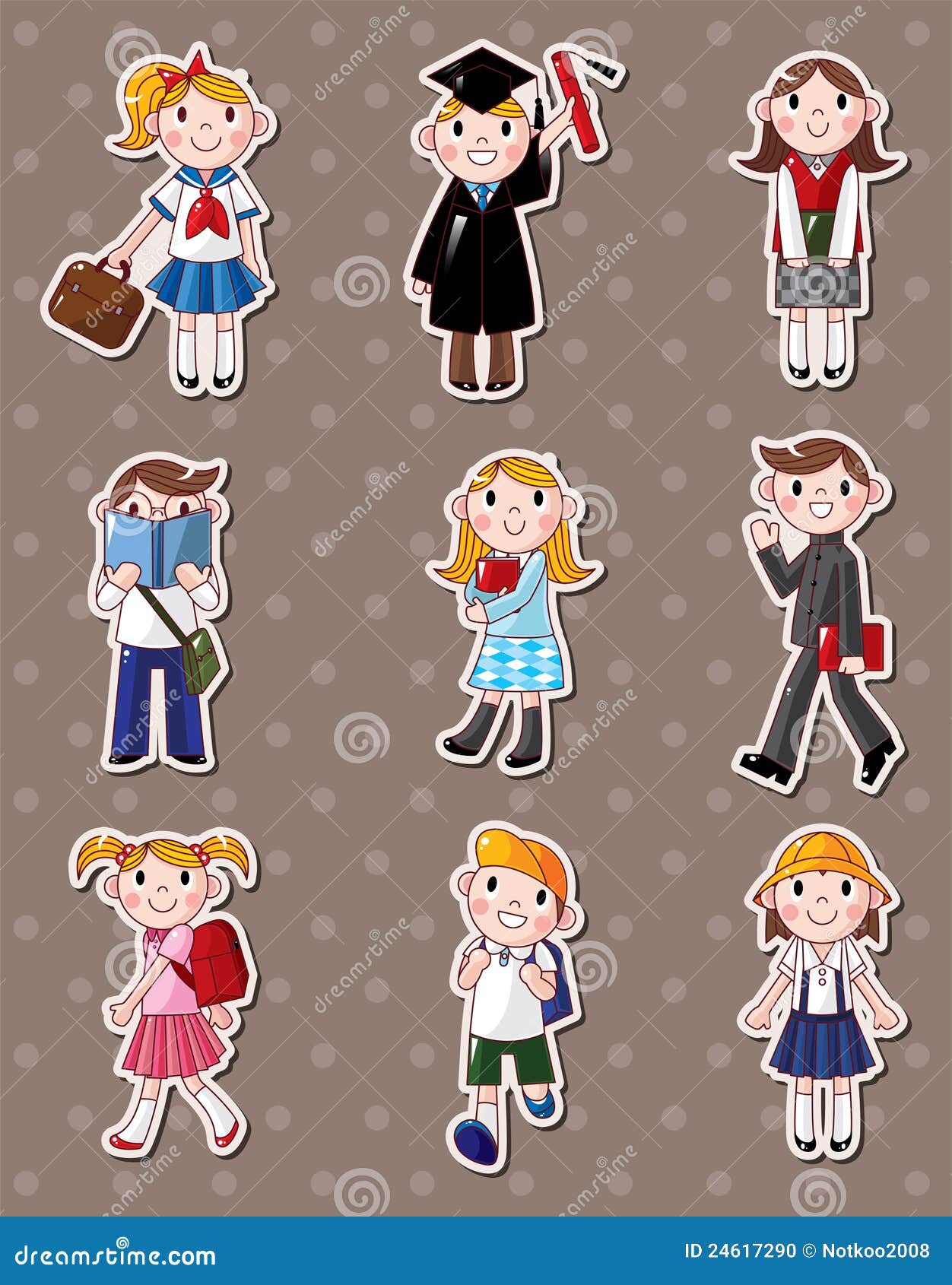 Student stickers stock vector. Illustration of cute, doodle - 24617290