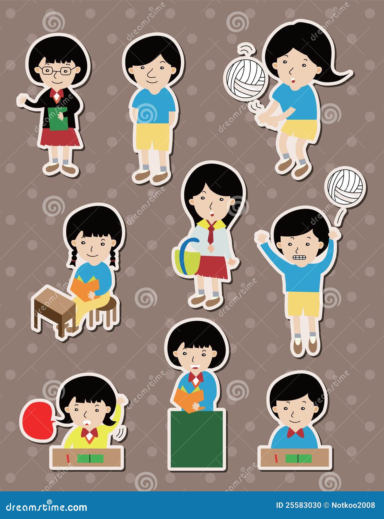 Student stickers stock vector. Illustration of play, color - 25583030