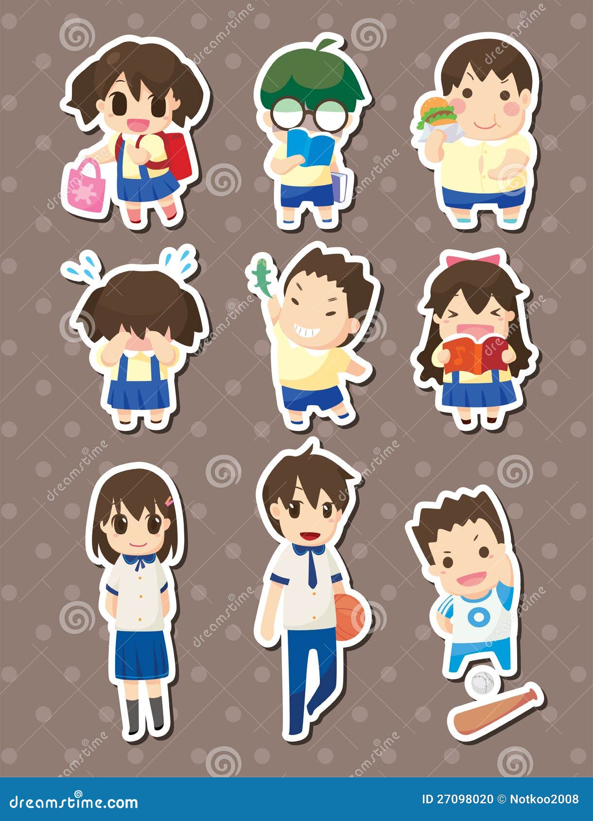 Student stickers stock vector. Illustration of cute, education - 27098020