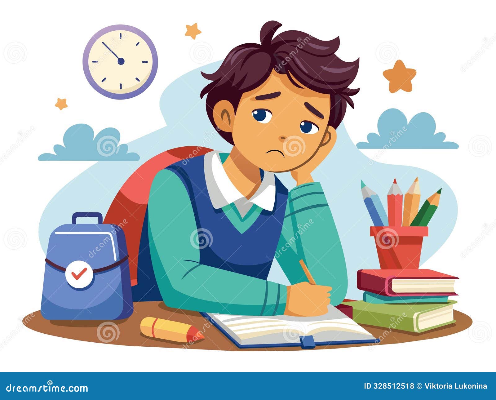 A Student is Stressed and Burdened with a Heavy Academic Workload ...