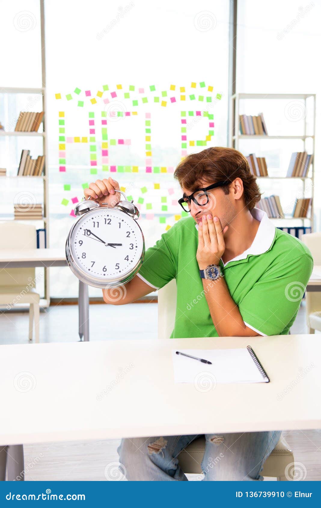 The Student Struggling at the Exam in Classroom Stock Photo - Image of ...
