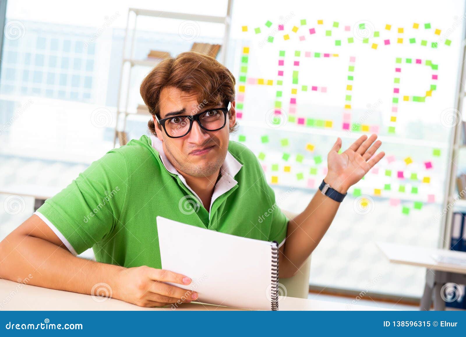 The Student Struggling at the Exam in Classroom Stock Image - Image of ...