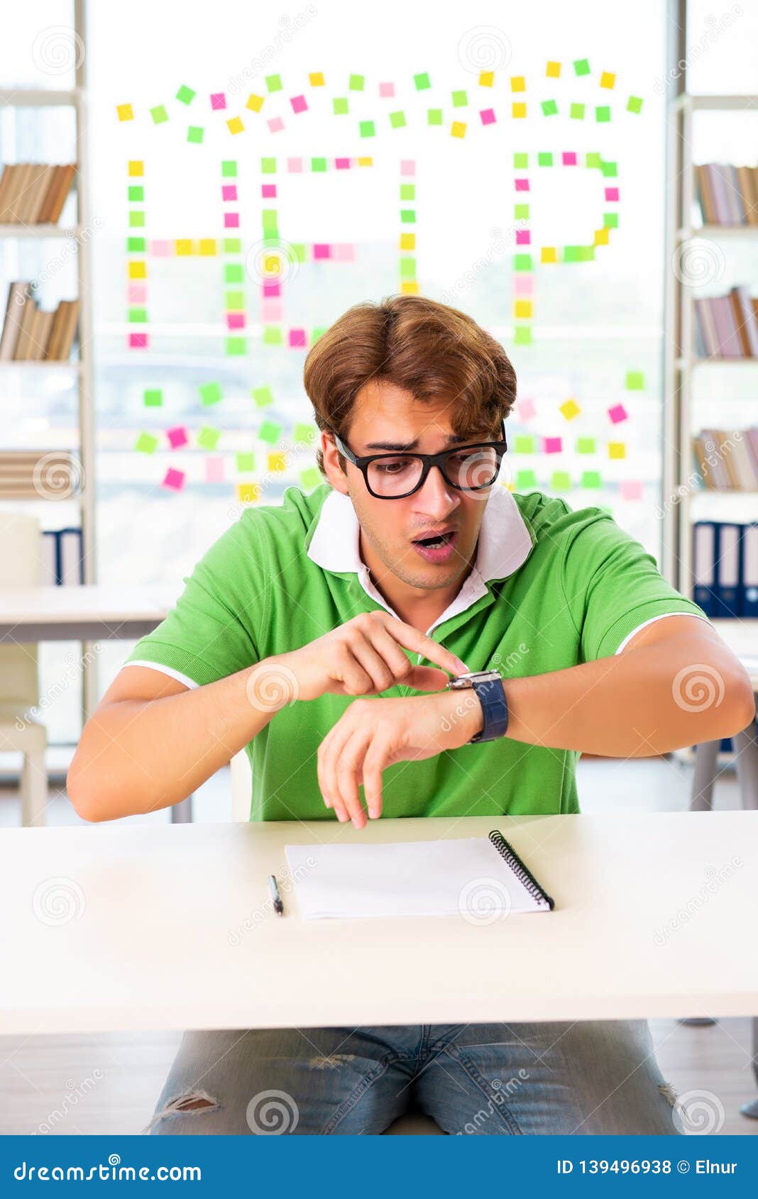 The Student Struggling at the Exam in Classroom Stock Photo - Image of ...