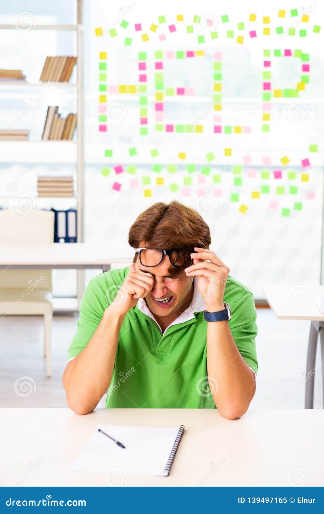 The Student Struggling at the Exam in Classroom Stock Image - Image of ...