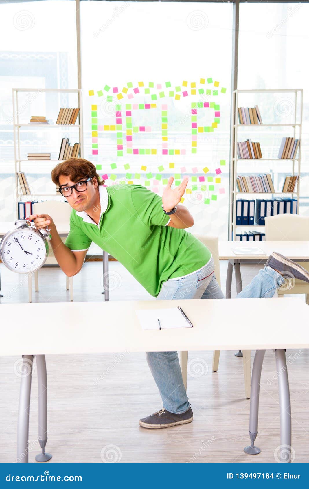 The Student Struggling at the Exam in Classroom Stock Photo - Image of ...