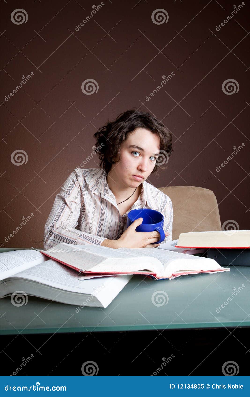 Student studies alone stock image. Image of school, woman - 12134805