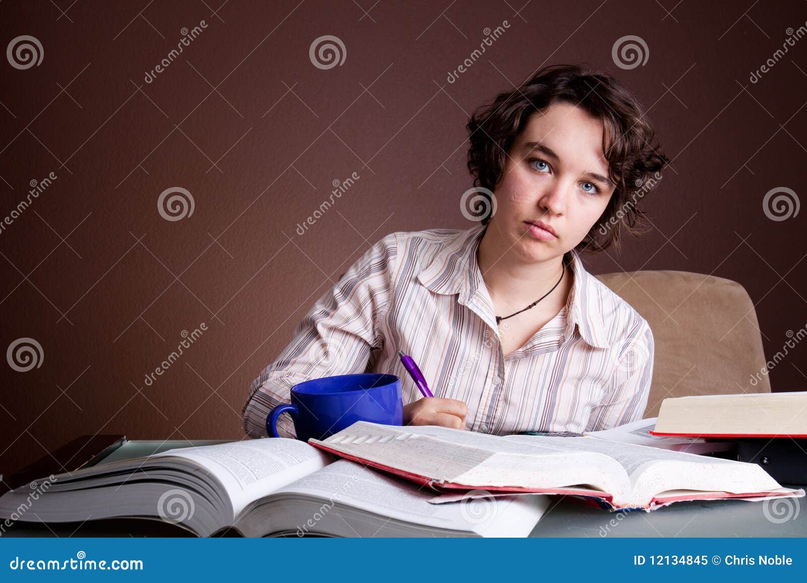 Student studies alone stock image. Image of woman, preppy - 12134845