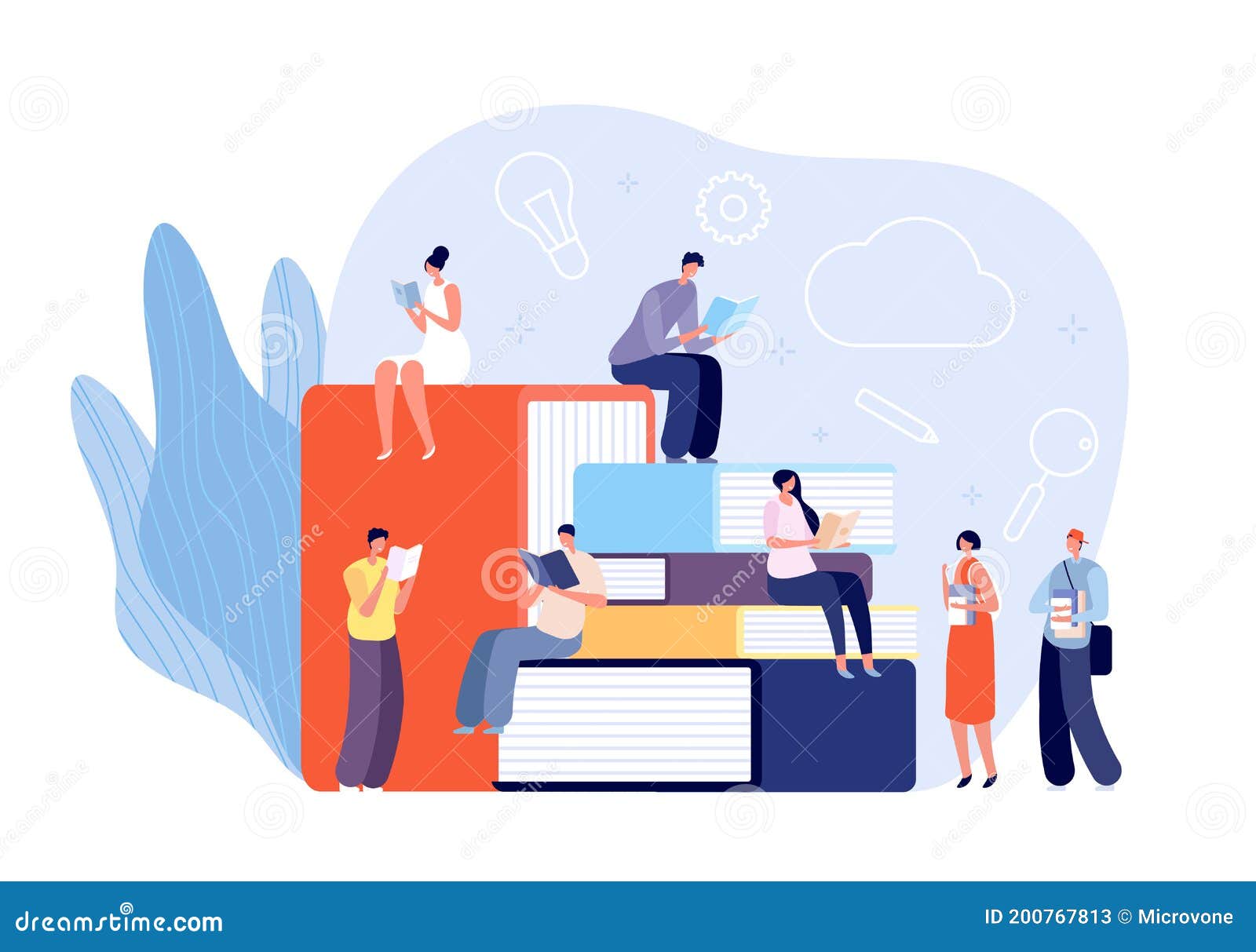 Student Study Books. People Reading, Studying in Library or Exam ...