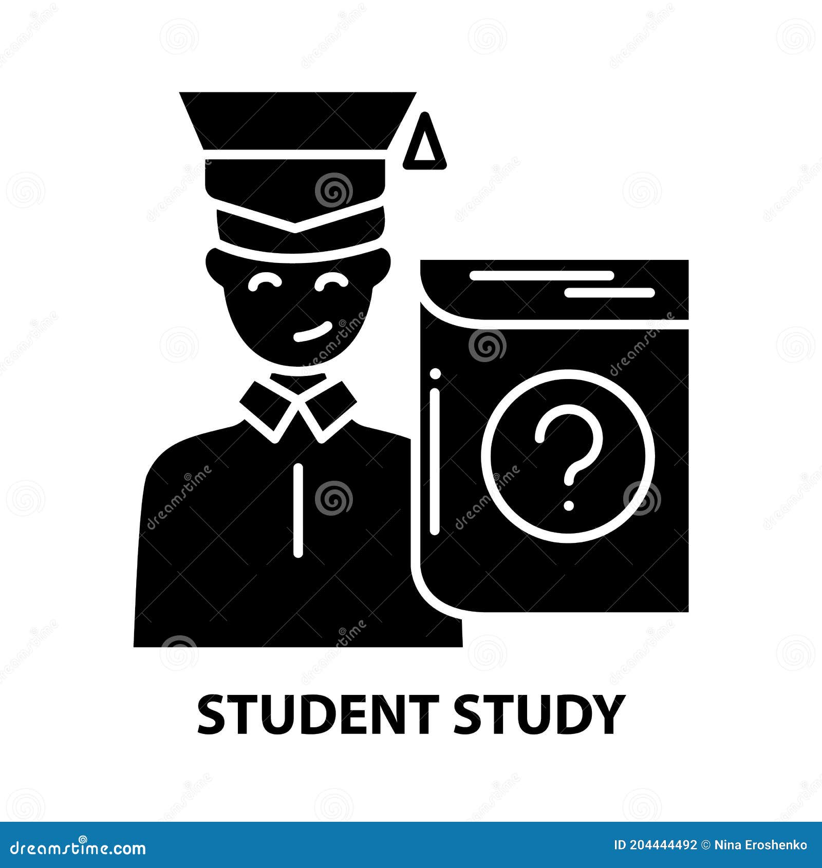 Student Study Icon, Black Vector Sign with Editable Strokes, Concept ...