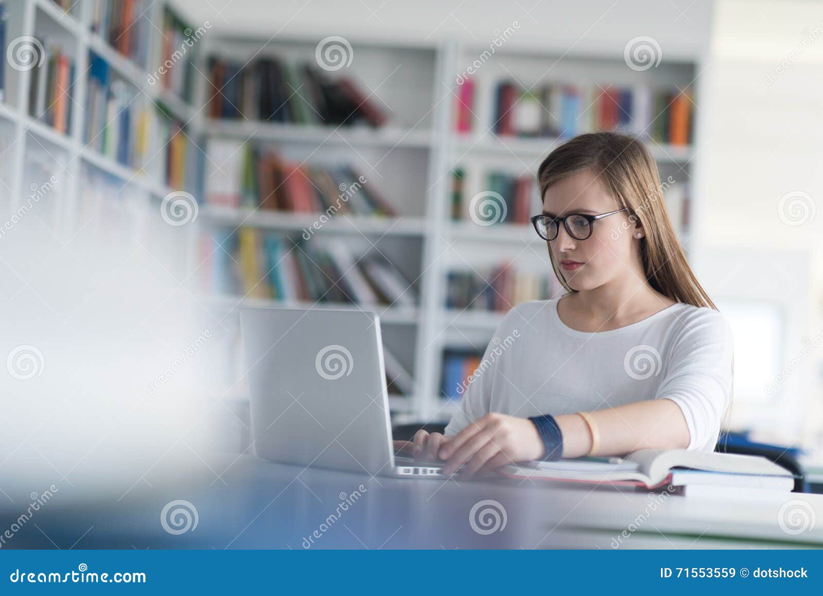 Student study in library stock image. Image of beautiful - 71553559
