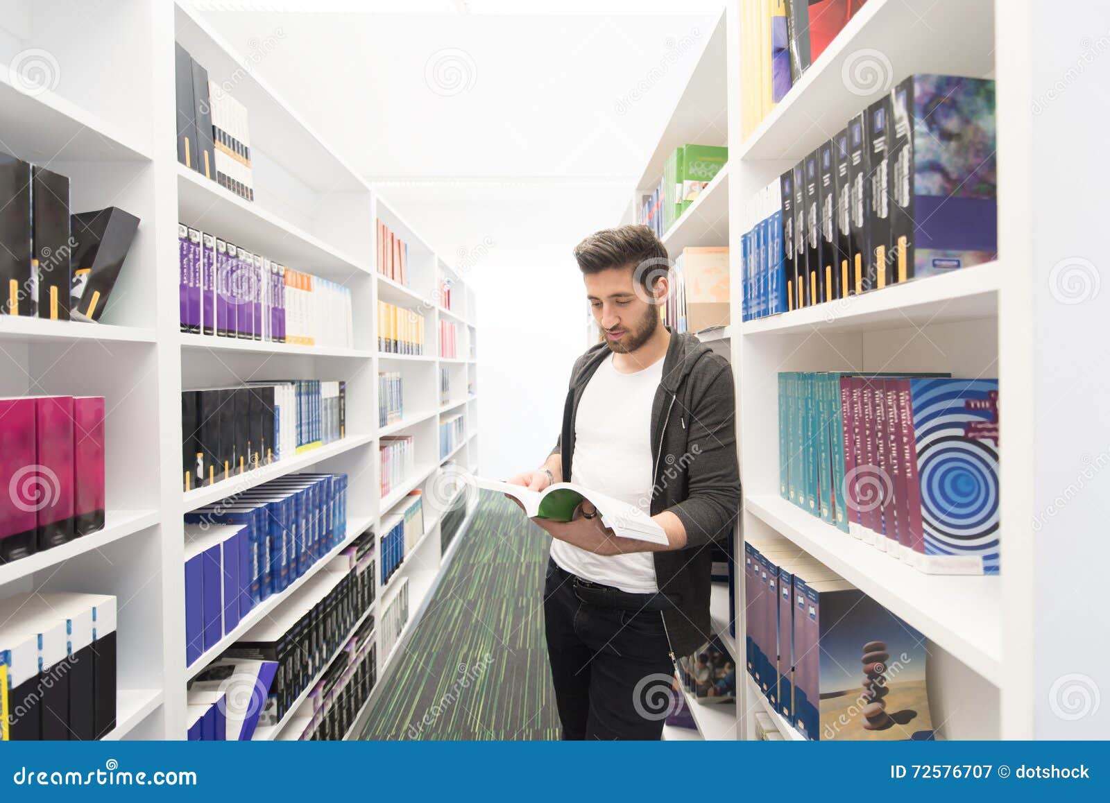 Student Study in School Library Stock Image - Image of read, reading ...