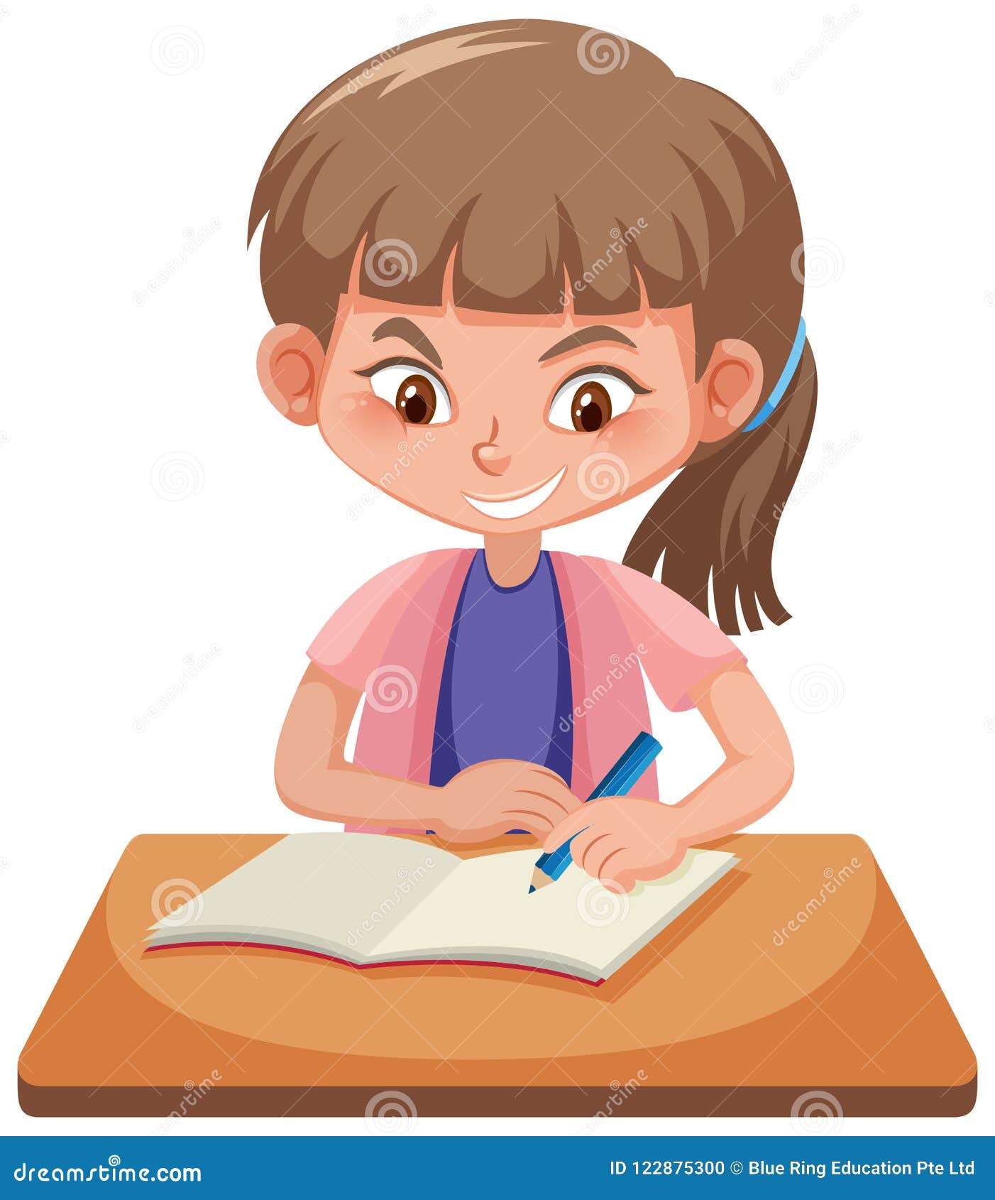 A Student Study at the Table Stock Vector - Illustration of room ...