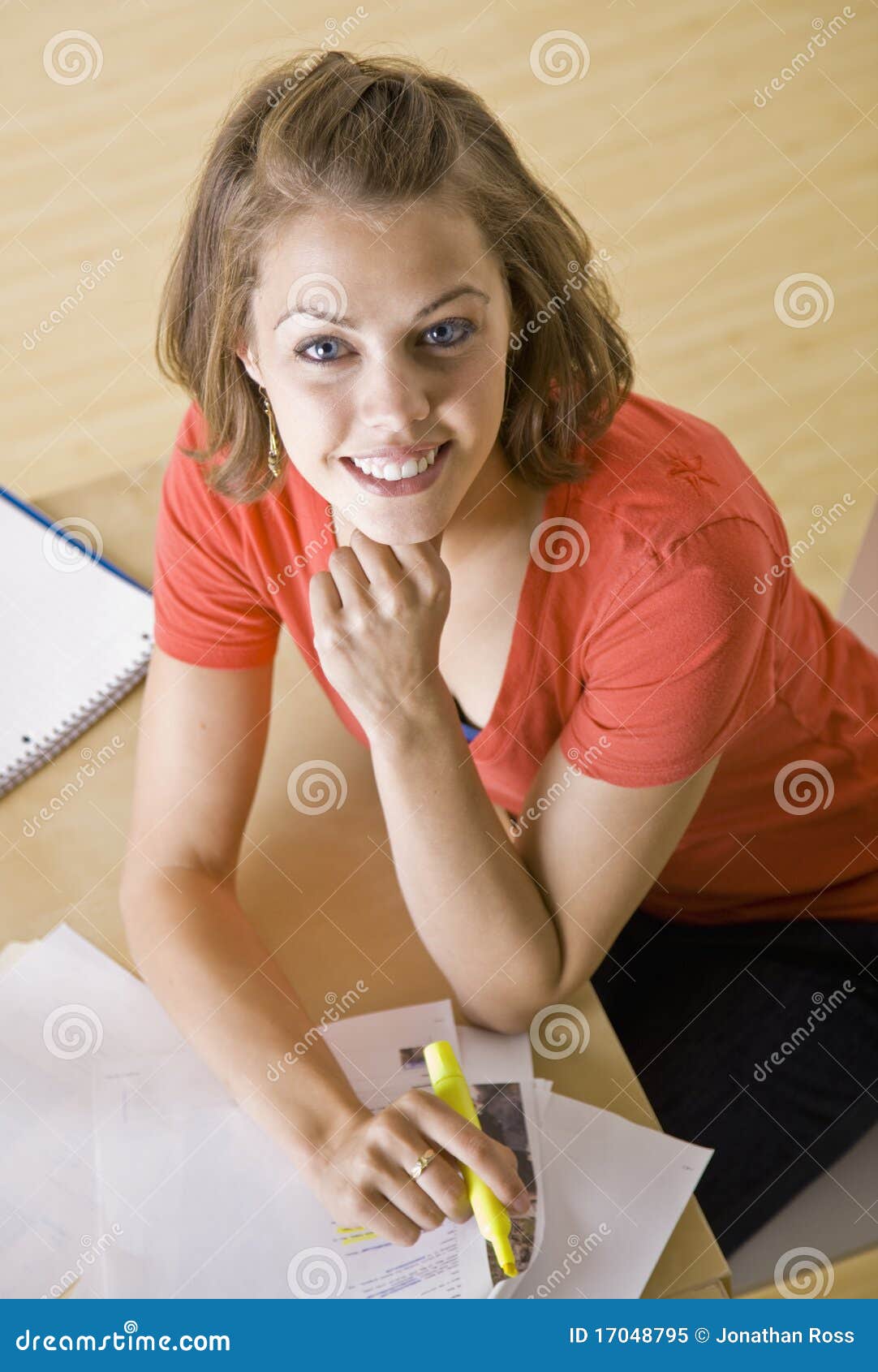 Student studying at desk stock image. Image of education - 17048795