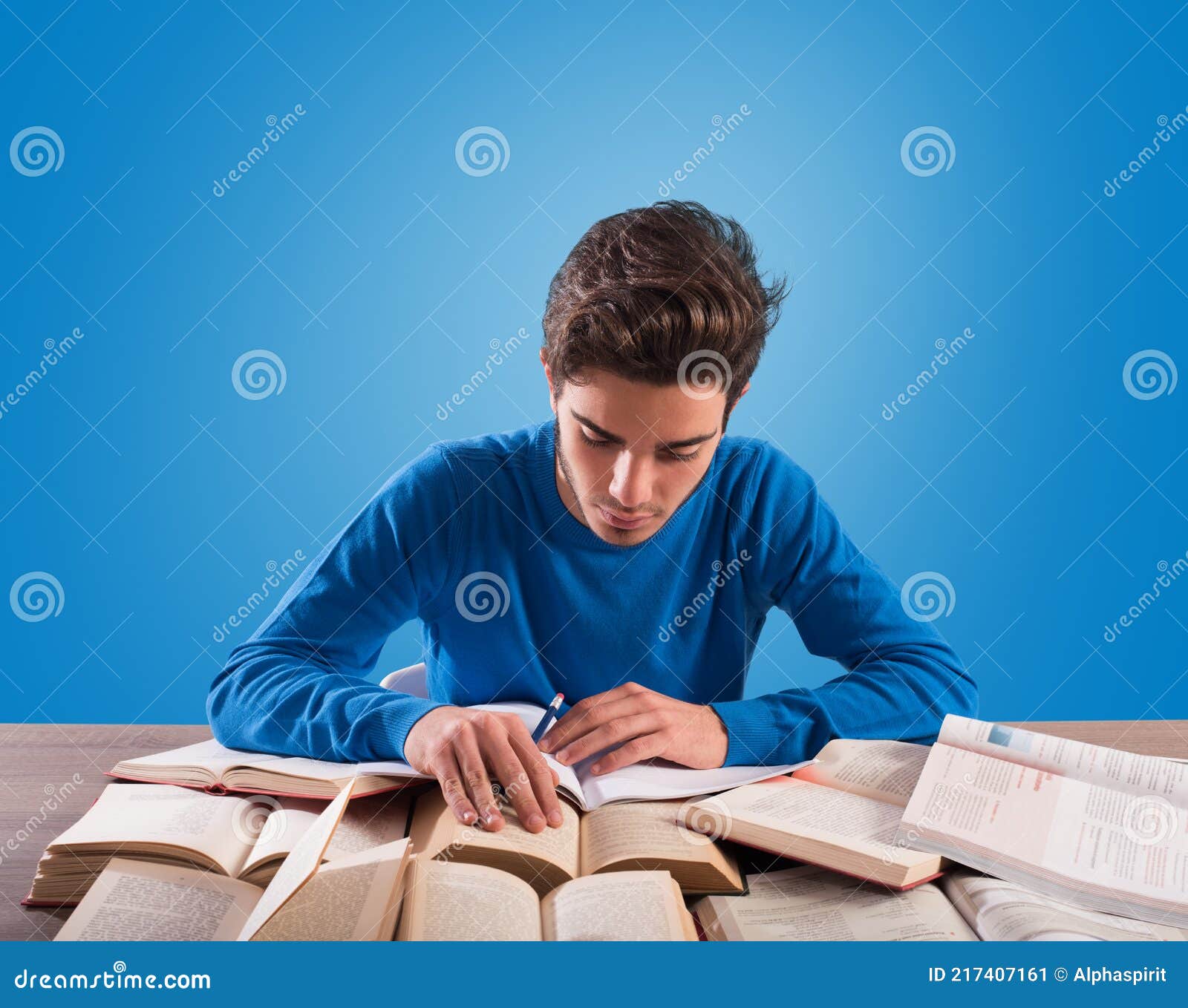Student is Studying the Desk Stock Image - Image of read, cognition ...