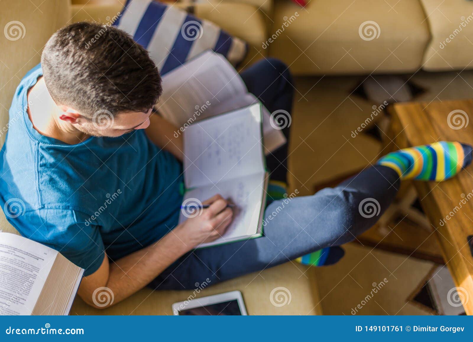 Guy Taking Notes and Prepare for Exam Stock Image - Image of education ...