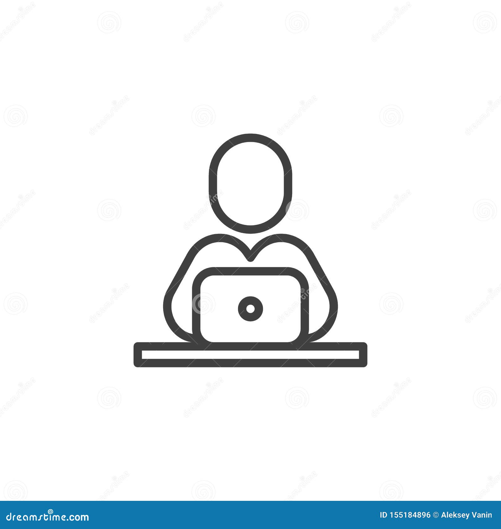 Student Studying at Laptop Line Icon Stock Vector - Illustration of ...