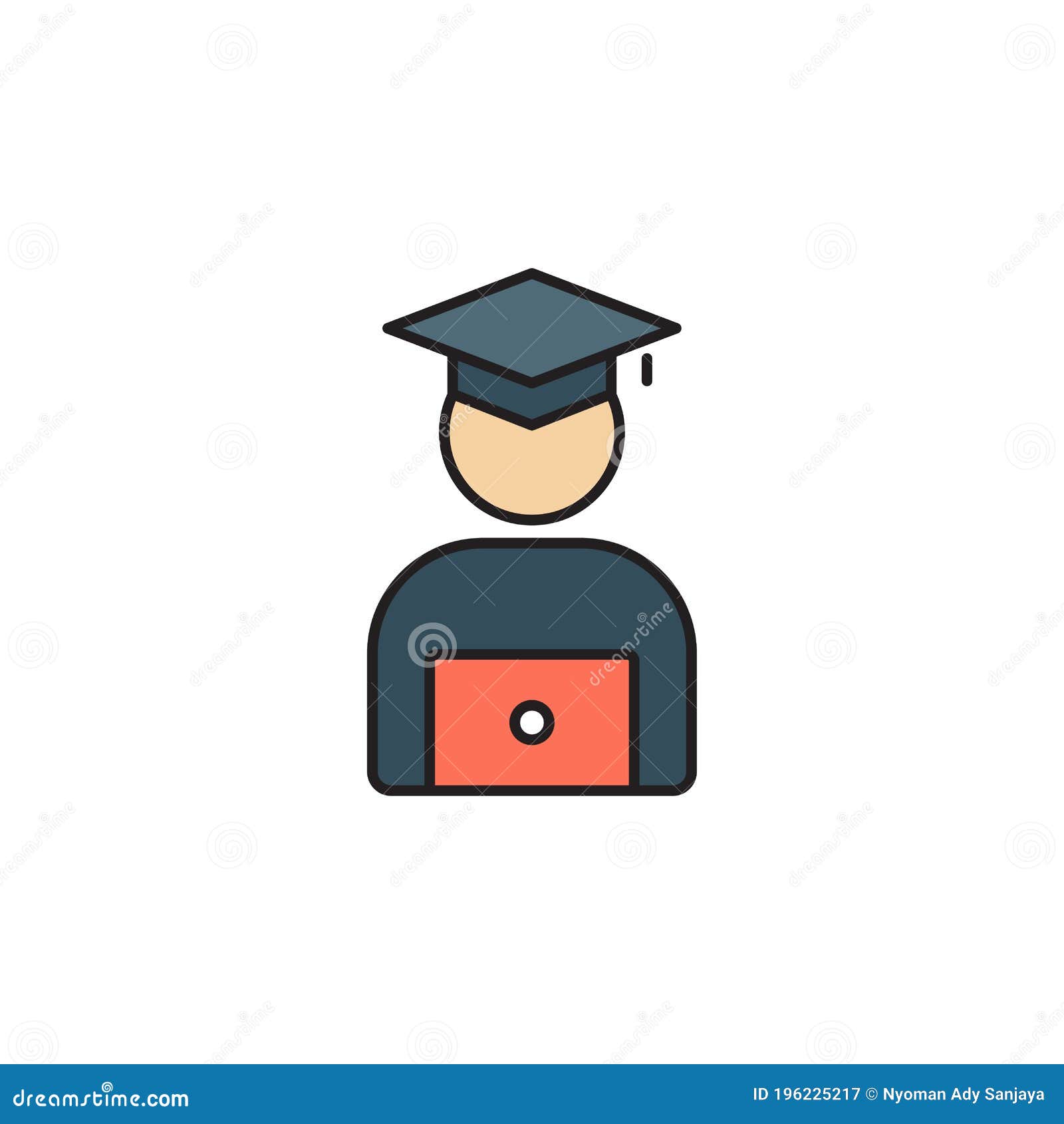 Student Studying on Laptop Vector Icon Symbol Isolated on White ...