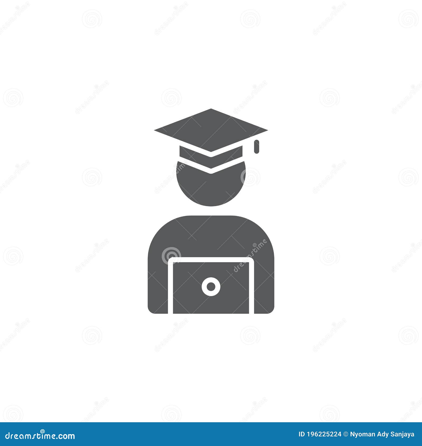 Student Studying on Laptop Vector Icon Symbol Isolated on White ...