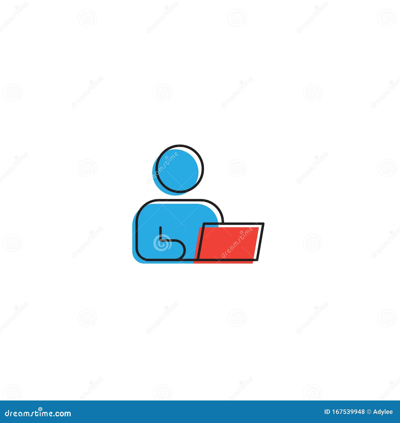 Student Studying on Laptop Vector Icon Symbol Isolated on White ...