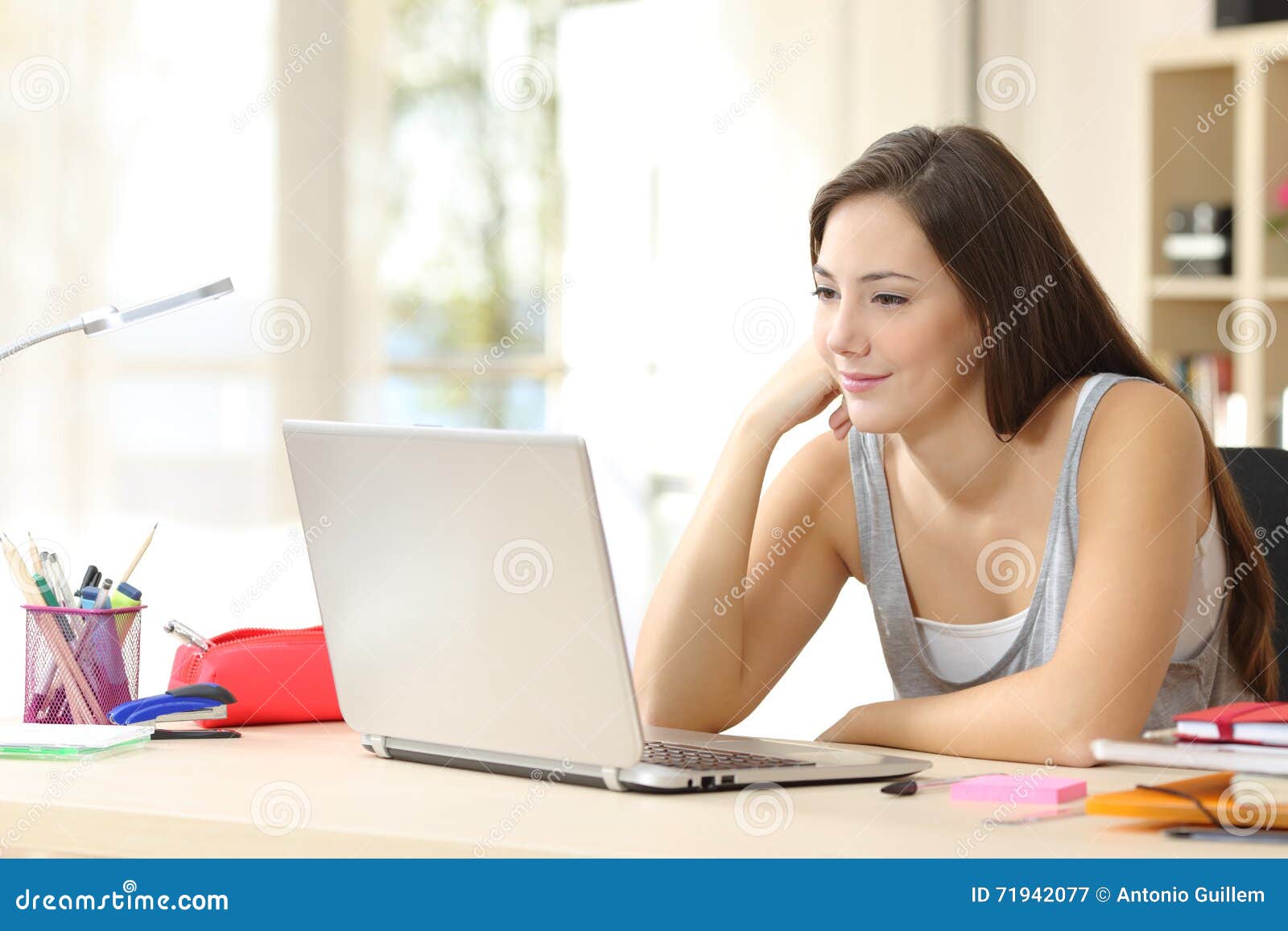 Student Studying and Learning Online Stock Image - Image of education ...