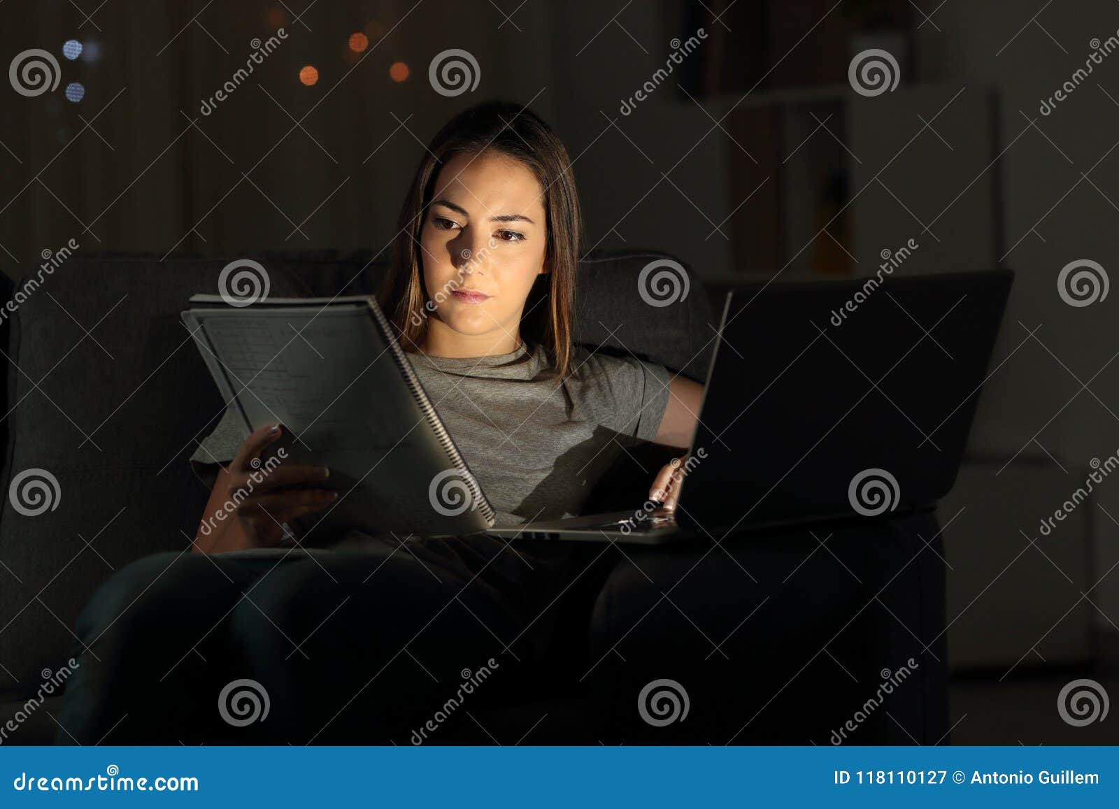 Student Studying Online Late Hours Stock Image - Image of college ...