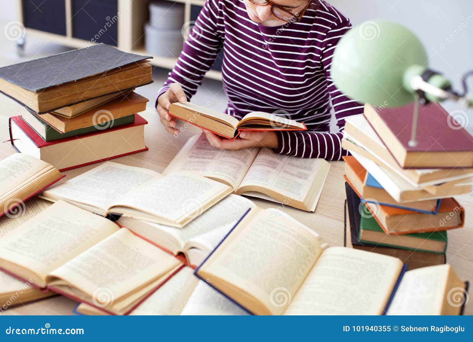 Student Studying on the Table Stock Image - Image of study, learning ...