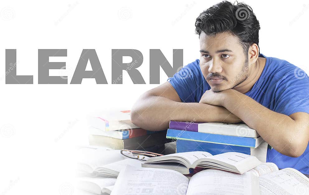 STUDENT STUDYING and THINKING Stock Photo - Image of attention, desk ...