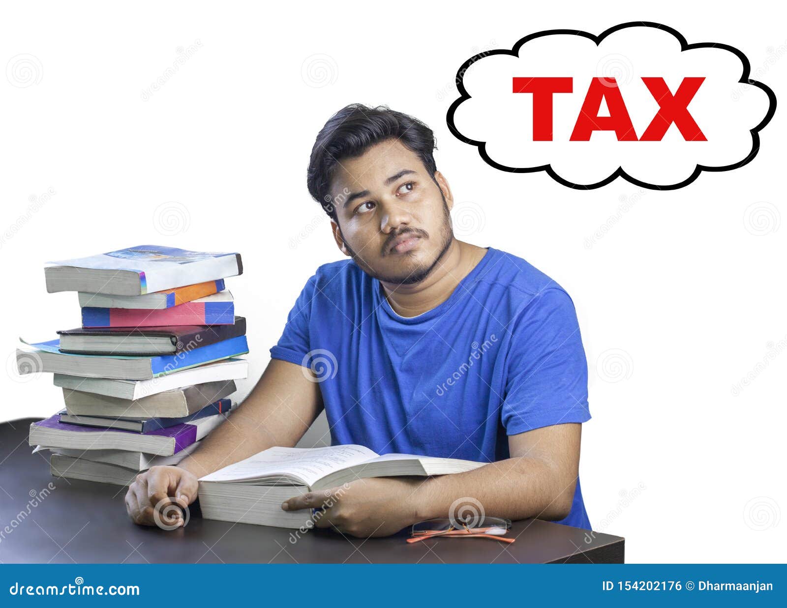STUDENT STUDYING and THINKING about TAX Stock Photo - Image of ...