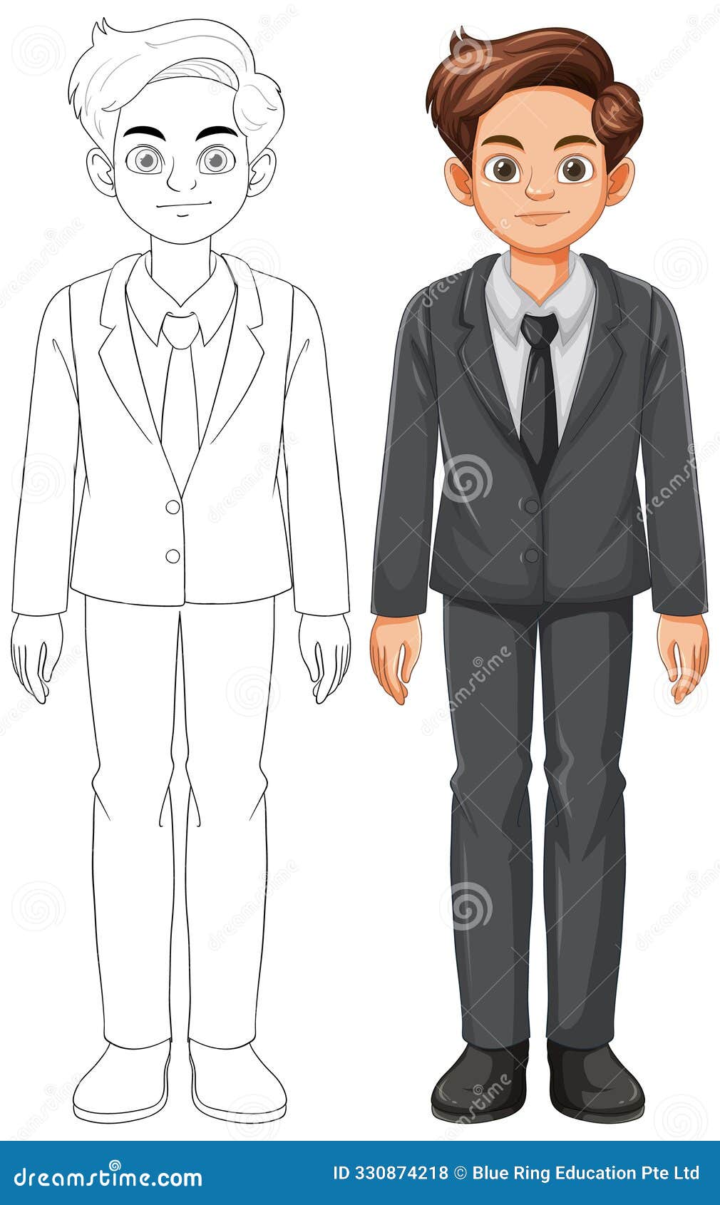 A student in a suit stock illustration. Illustration of drawing - 330874218