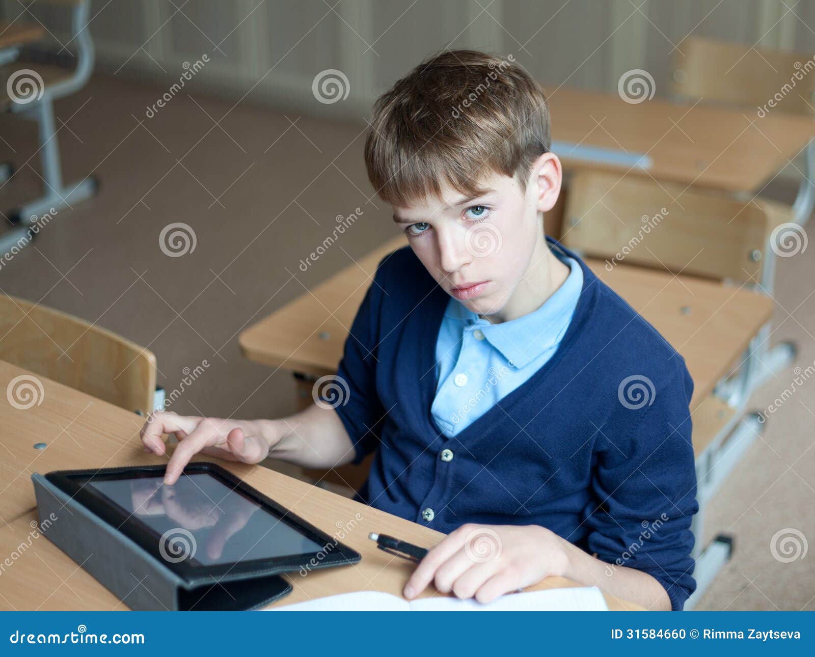 Student and Tablet in Classroom Stock Photo - Image of fashion ...