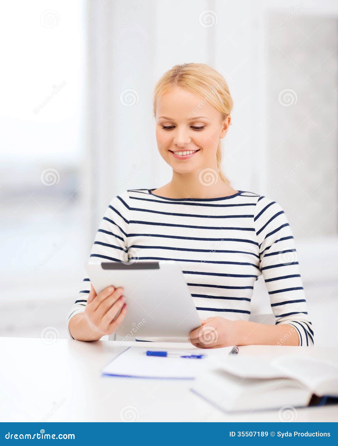 Student with Tablet Pc Computer and Notebook Stock Image - Image of ...