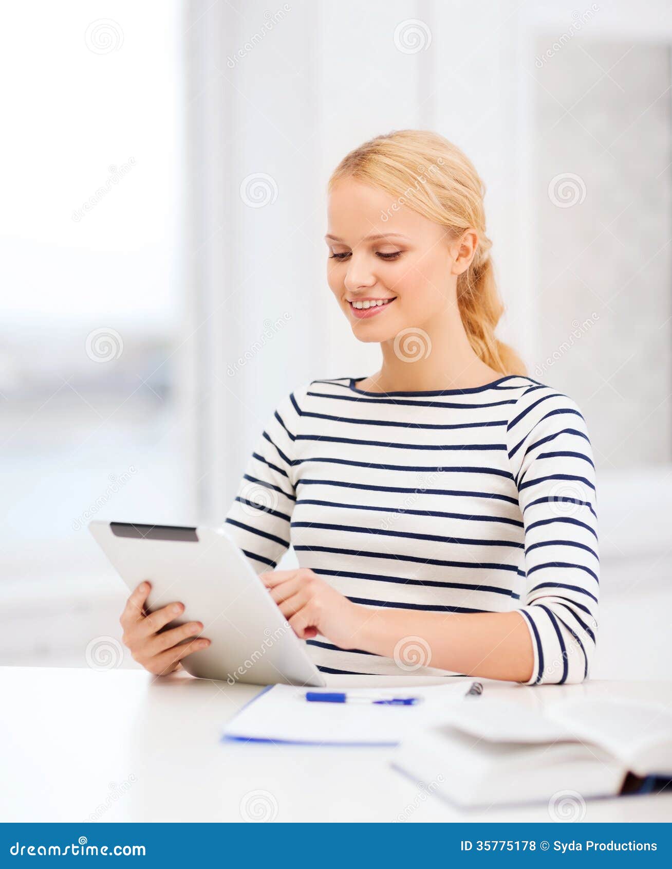 Student with Tablet Pc Computer and Notebook Stock Photo - Image of ...