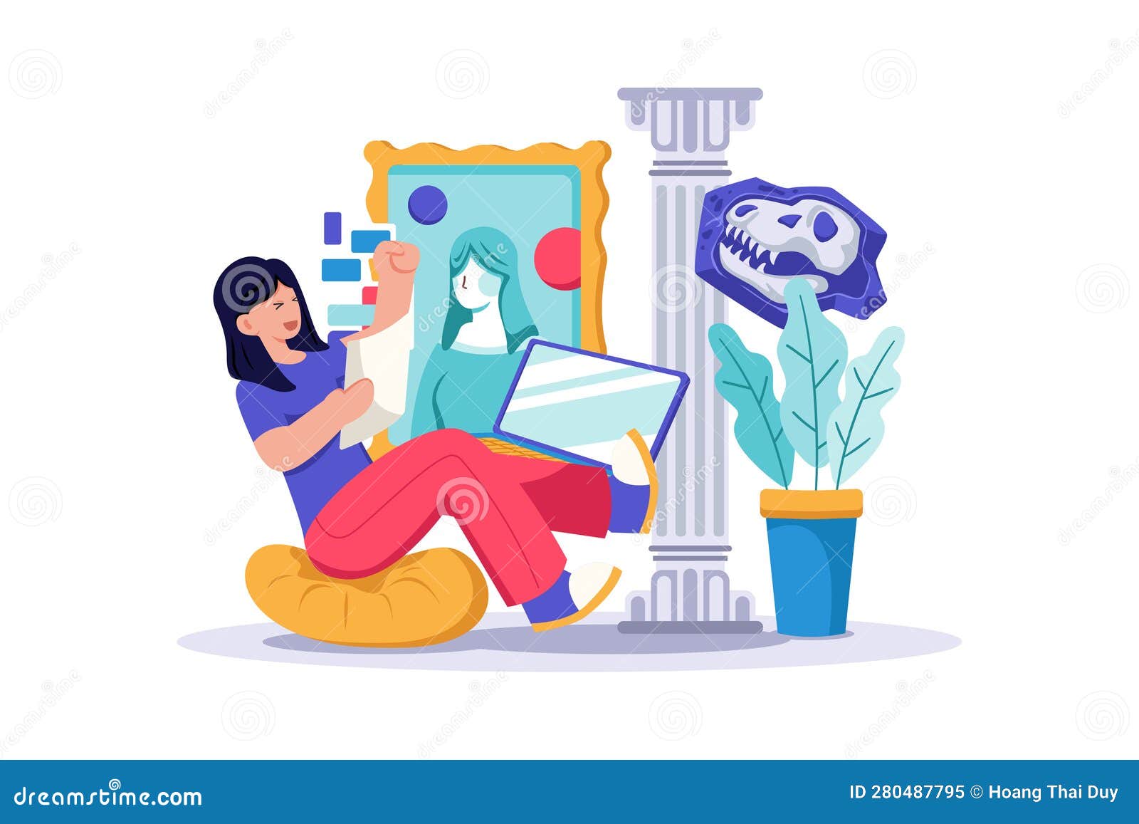 A Student Takes Notes during a History Class Stock Vector ...