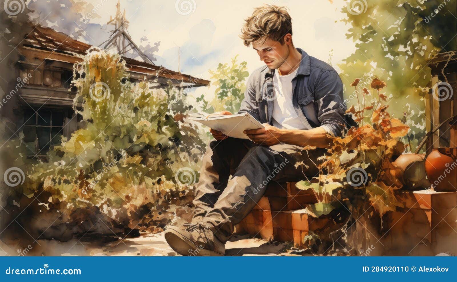 Student Taking a Break in the School Garden AI Generated Stock ...