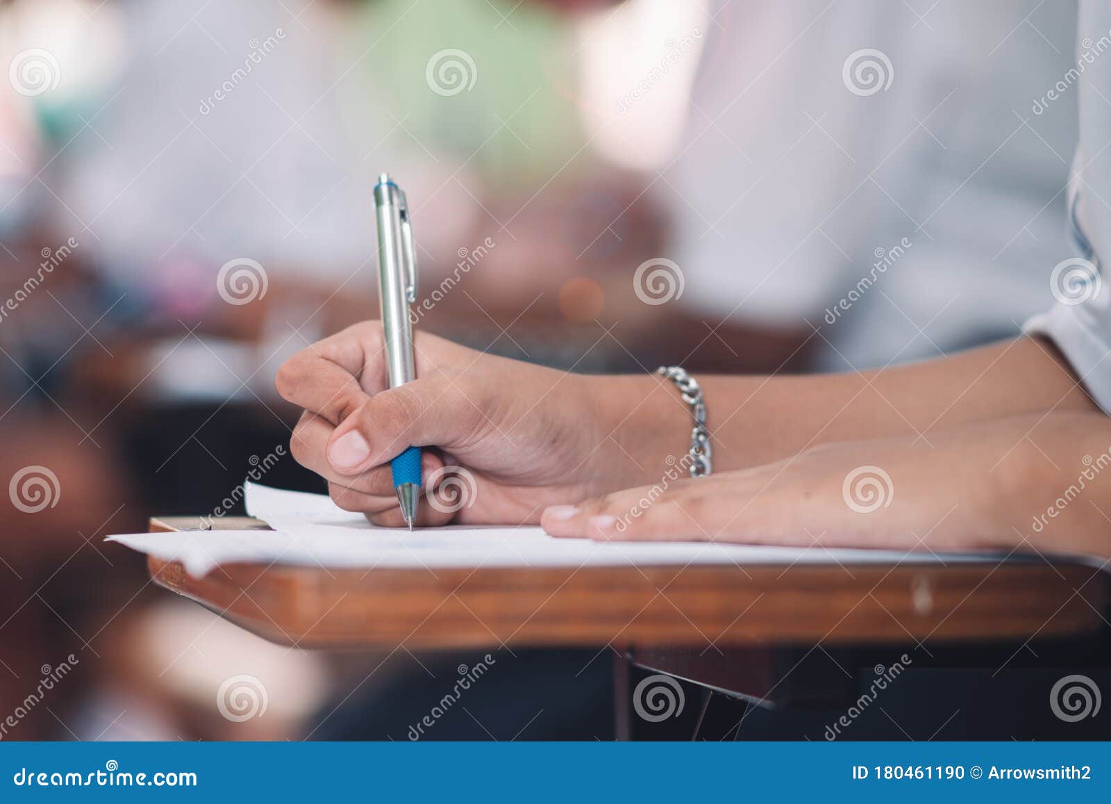 Student Taking Exam with Stress in School Classroom Stock Photo - Image ...