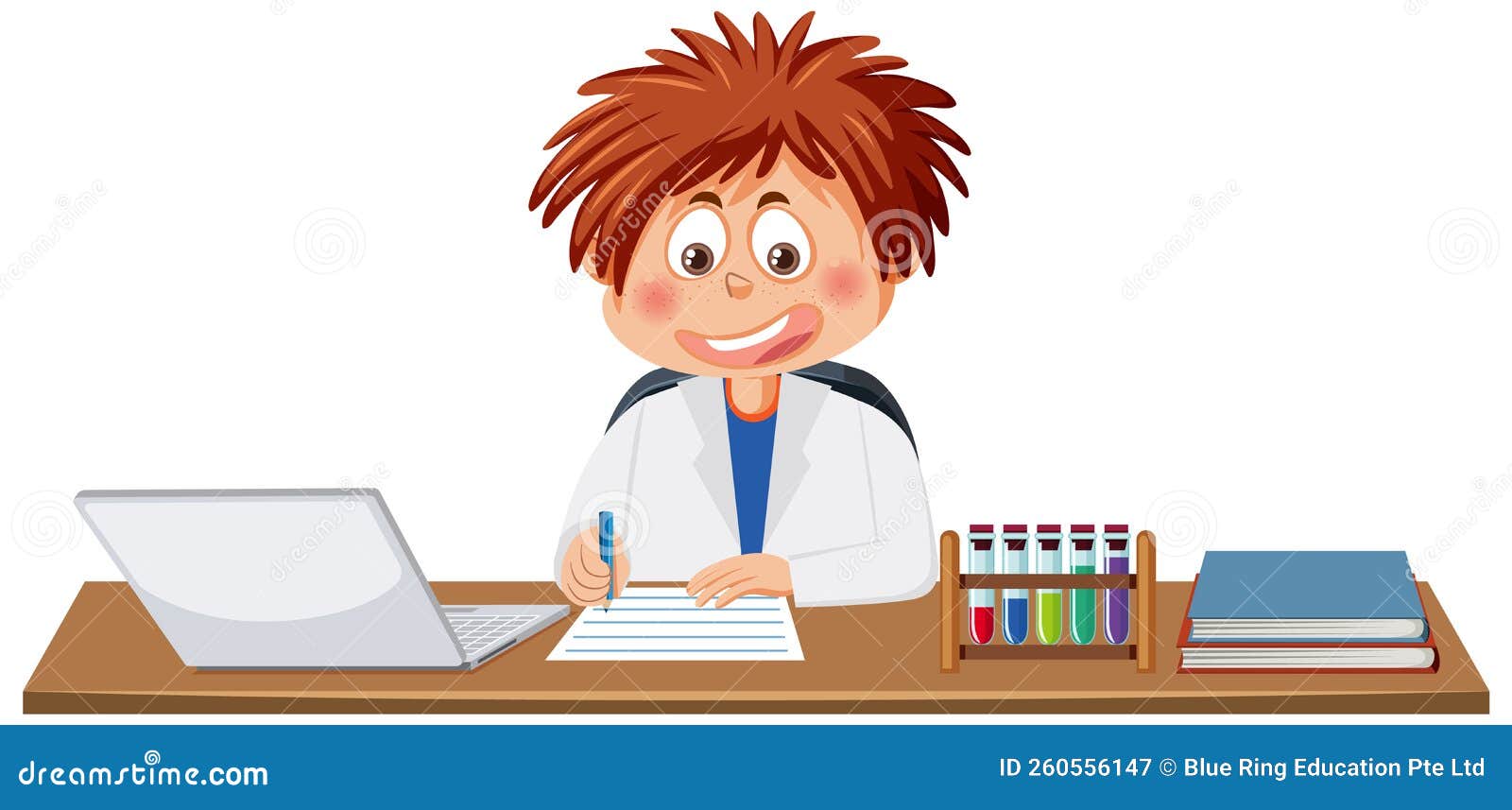 Student Taking Note on Science Experiment Stock Vector - Illustration ...