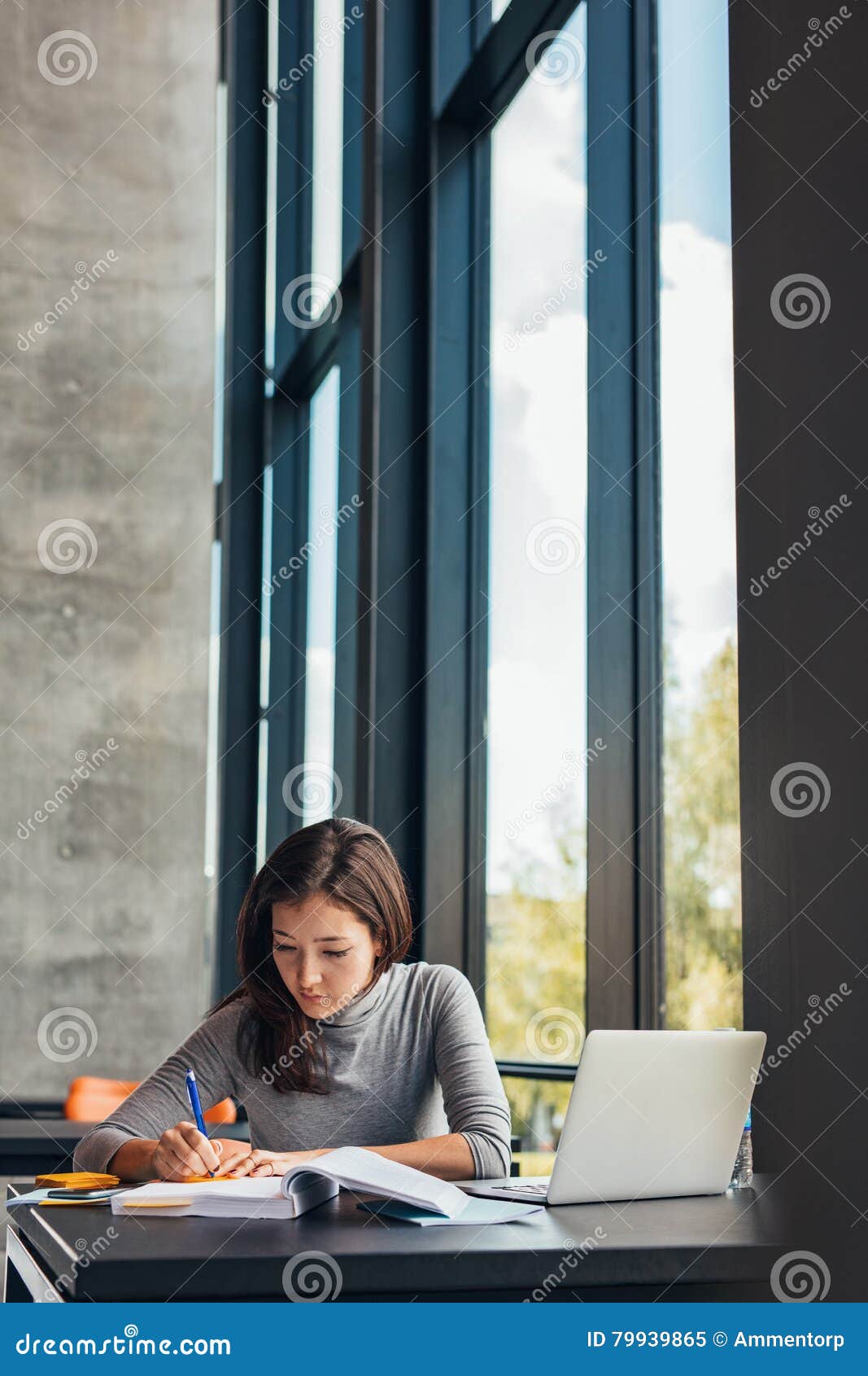 Student Taking Notes from Books at Library Stock Image - Image of books ...