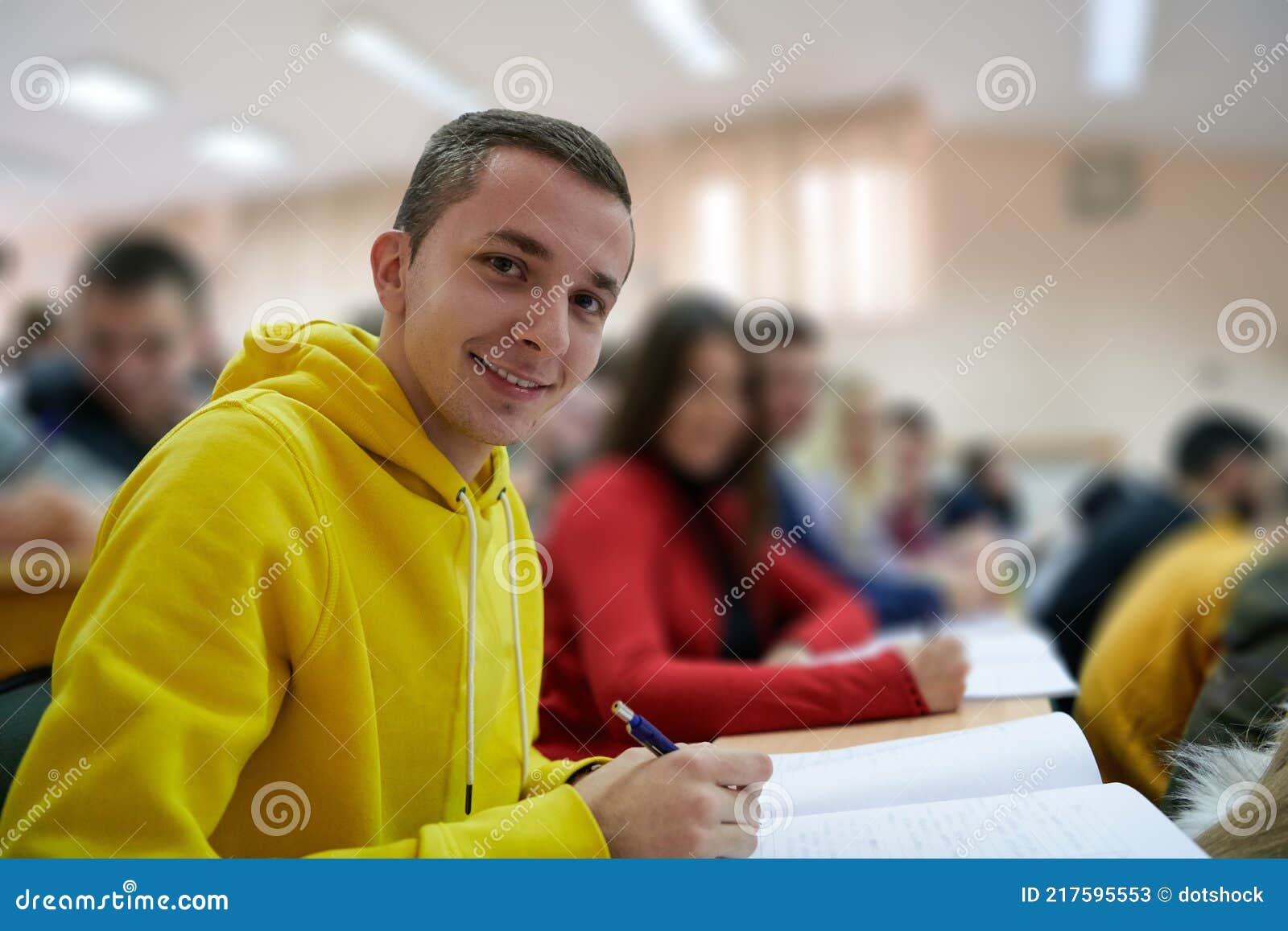 Student Taking Notes while Studying in High School Stock Image - Image ...