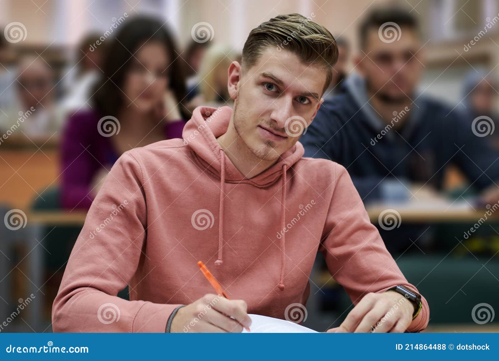 Student Taking Notes while Studying in High School Stock Photo - Image ...