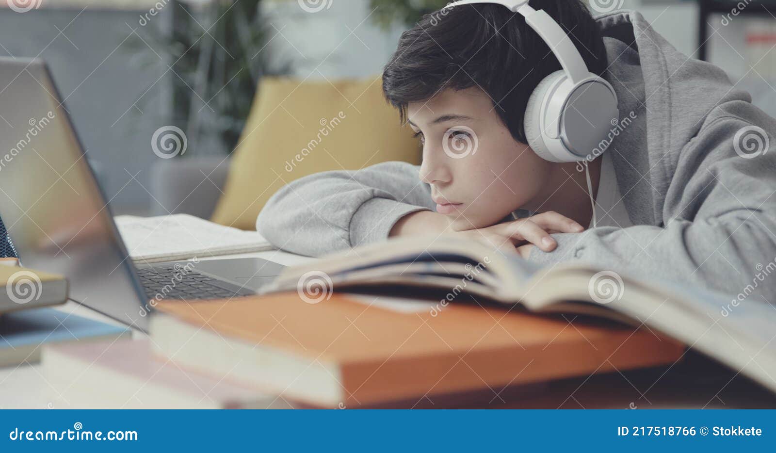 Student Taking Online Classes at Home Stock Photo - Image of child ...